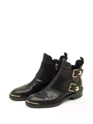 LOUIS VUITTON Buckled Leather Ankle Boots