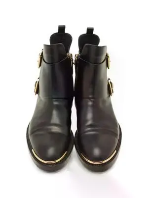 LOUIS VUITTON Buckled Leather Ankle Boots