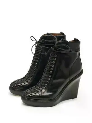 Givenchy Leather Lace-up Wedge Ankle Boots