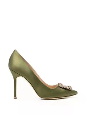 Manolo Blahnik Hangisi Crystal-buckle Pumps - Green