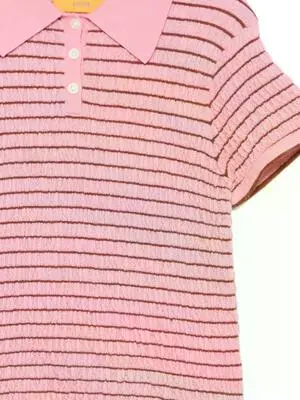 Guest In Residence Smocked Striped Polo Shirt