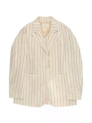 SLOWEAR Pinstripe Pattern Notched Lapels Blazer - Neutrals