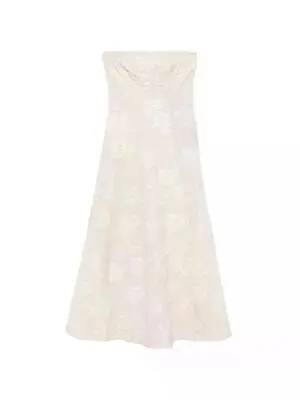 ROTATE BY BIRGER CHRISTENSEN Strapless Floral Jacquard Midi Dress