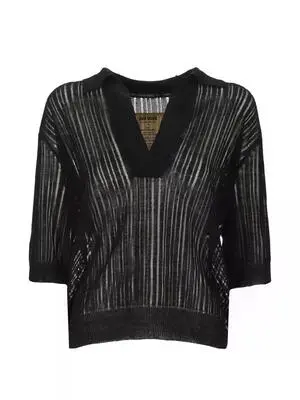 UMA WANG Ladder-stitch V-neck Sweater - Black