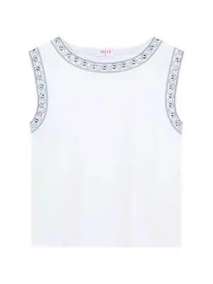 Emilio Pucci Sleeveless Cotton T-shirt With Metallic Embellishments