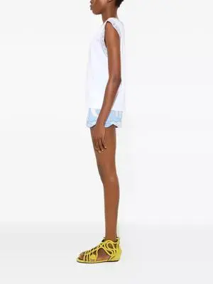 Emilio Pucci Sleeveless Cotton T-shirt With Metallic Embellishments