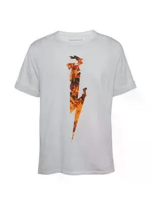 Neil Barrett Flame Thunderbolt Rolled-sleeve T-shirt