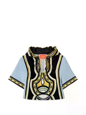 La DoubleJ Portal Terrycloth Hooded V-neck Tee