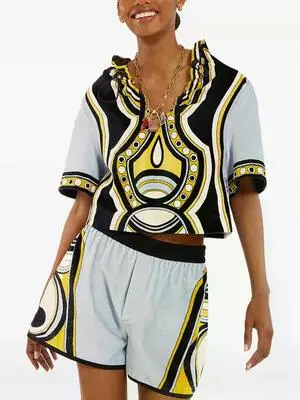 La DoubleJ Portal Terrycloth Hooded V-neck Tee