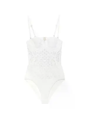 Zimmermann Indra Embroidered Balconette One-piece - White