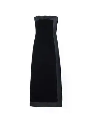 TOD'S Leather Trim Strapless A-line Midi Dress
