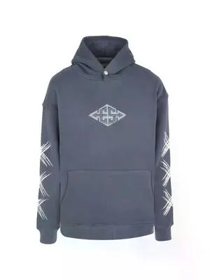 EXIT SOCIETY Logo Detail Graphic Print Hoodie - Grey
