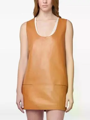 TOD'S Scoop Neck Leather Dress