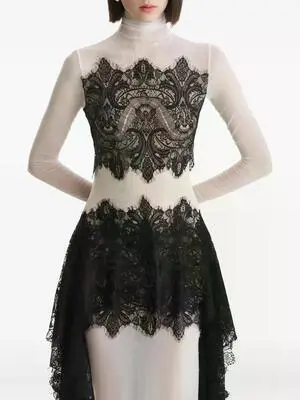 2310 STUDIO Maxi Lace-panelled High-low Dress