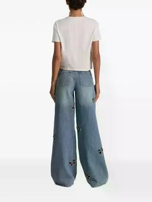 Alice + Olivia Embellished Cut-out Jeans