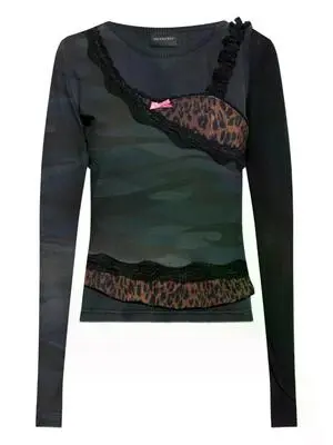 Balenciaga Panelled Camouflage Lace Trim Top