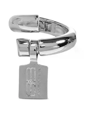 Balenciaga Logo Pendant Spiral Ring - Silver
