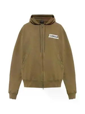 Balenciaga Masking Tape Zip-up Hoodie - Brown