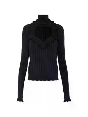 Balenciaga Ruffled Heart-cutout Sweater - Black