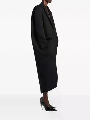 Balenciaga Single-breasted Wool Coat - Black