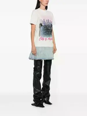 Balenciaga Graphic Print Pleated Denim Dress