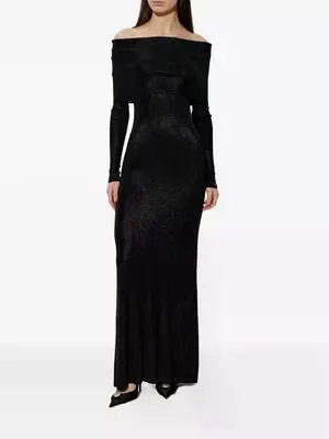 Balenciaga Off-shoulder Long Sleeve Dress