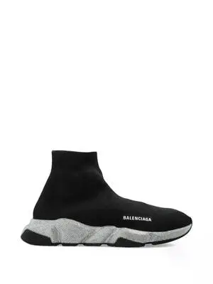 Balenciaga Speed Lt Rhinestone-embellished Sneakers - Black