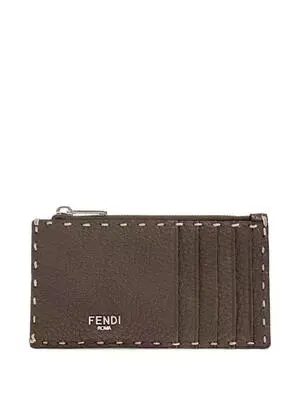Fendi Selleria Leather Card Holder - Brown