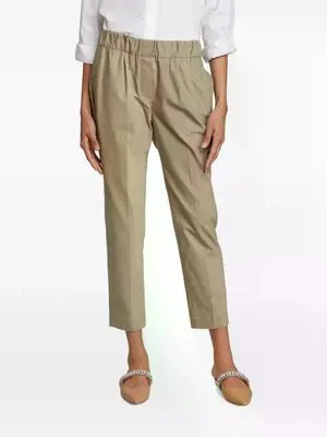 Brunello Cucinelli Khaki Cotton Tapered Trousers