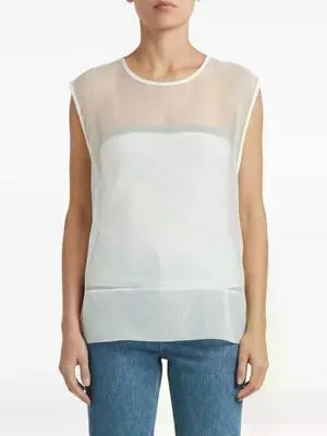 Brunello Cucinelli Sleeveless Sheer Overlay Top