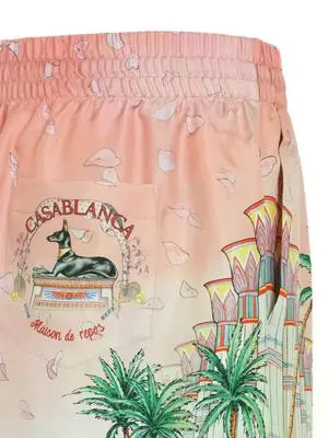 Casablanca Graphic Print Silk Shorts