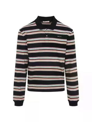Marni Striped Long-sleeve Polo Shirt