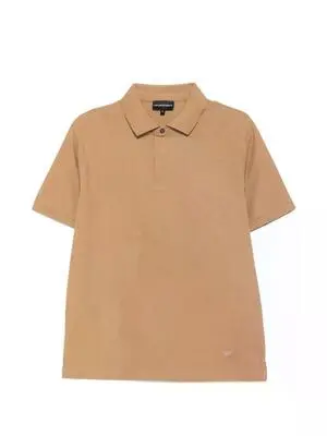 Emporio Armani Chevron-knit Short-sleeve Polo Shirt - Neutrals