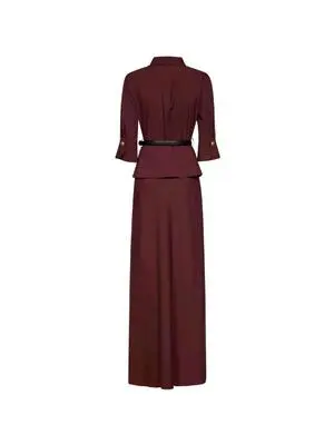 SELF-PORTRAIT Jewel-button Peplum Waist Maxi Dress
