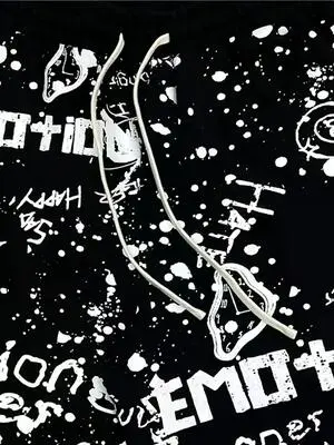 MIXED EMOTION Graffiti Print Track Shorts