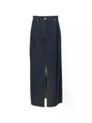 Brunello Cucinelli Indigo Contrast Stitching Midi Skirt