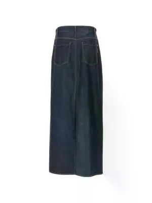Brunello Cucinelli Indigo Contrast Stitching Midi Skirt