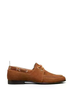 Thom Browne Suede Brogue-detail Boat Shoes - Brown