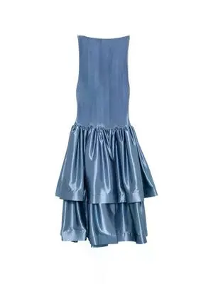 L'IDEE Strapless Tiered Maxi Dress - Blue