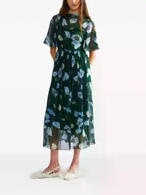 Erdem Floral Print Silk Midi Dress