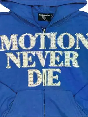 MIXED EMOTION Rhinestone Embellished Zip-up Hoodie