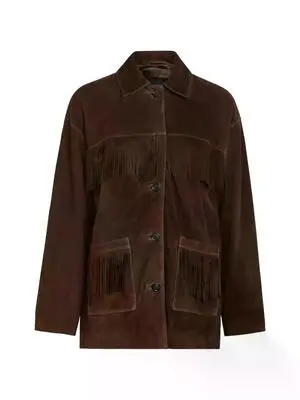 NILI LOTAN Foudre Fringe-trimmed Suede Jacket - Brown