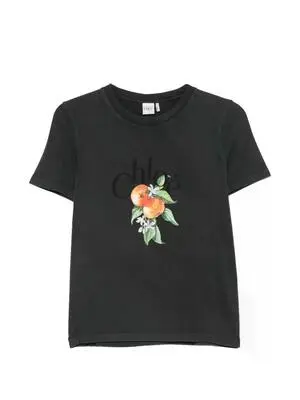 Chloé Logo And Fruit Print T-shirt - Black
