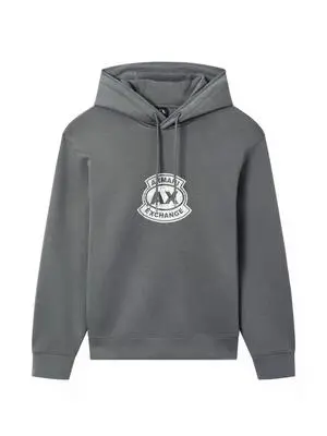 Armani Exchange Logo Print Drawstring Hoodie - Grey