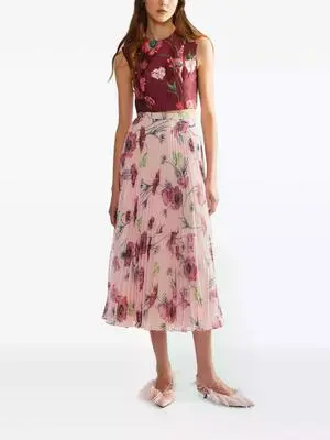 Erdem Floral-print Satin Crop Top
