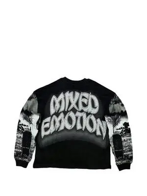 Mixed Emotion Tombstone Graphic-print Cotton Sweatshirt