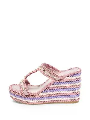Valentino Garavani Torchon Rockstud Wedge Sandals - Pink