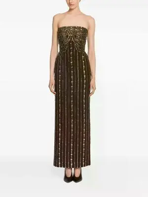 Elie Saab Stud-embellished Strapless Maxi Dress