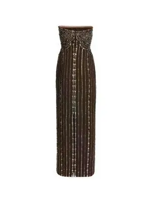 Elie Saab Stud-embellished Strapless Maxi Dress