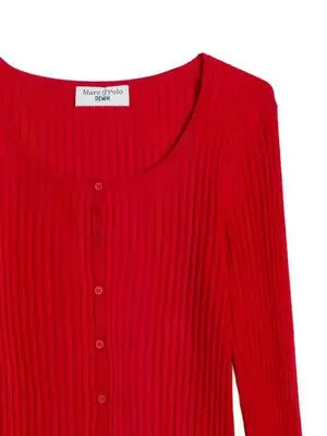 Marc O'polo Ribbed Knit Cardigan - Red